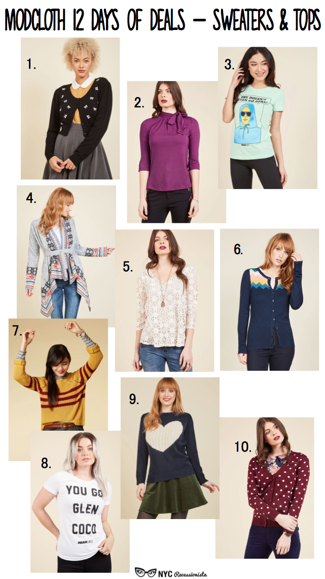Modcloth's 12 Days of Deals - 25 percent off sweaters and tops